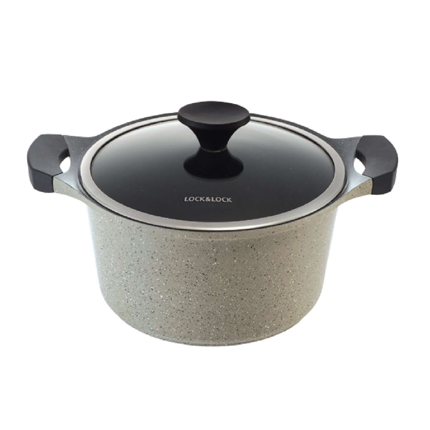 LocknLock Ceramic Marble Coating Stone Deep Casserole With Lid, 24 cm ...